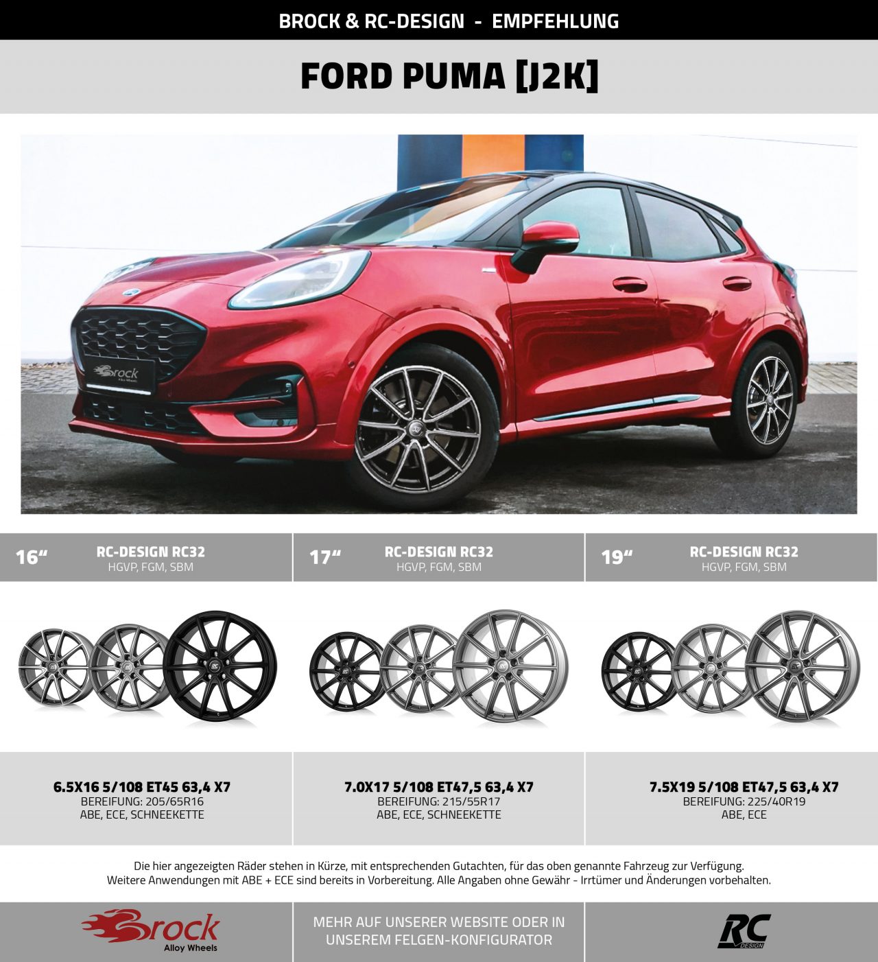 Ford Puma [J2K] Felgenempfehlung von Brock und RC-Design